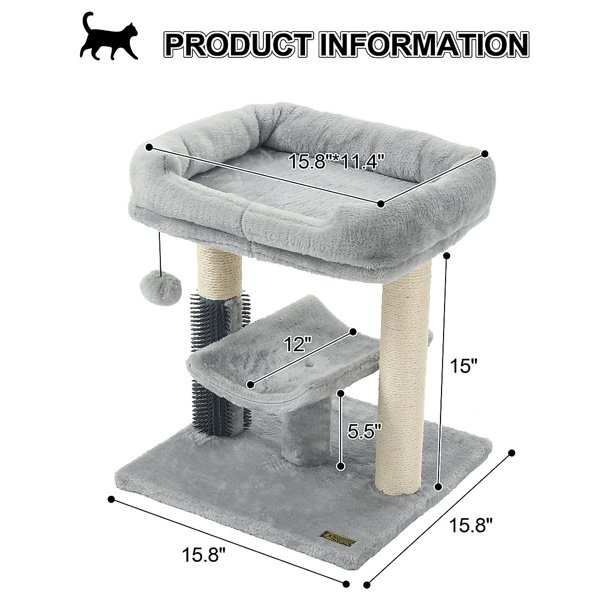 Hoopet cat Tree Tower,cat Scratching Post for Indoor Cats,Featuring with Super Cozy Perch,Cat Self Groomer and Interactive Dangling Ball Great for Kittens and Cats