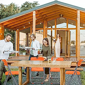 8 Pack Folding Plastic Chairs Pack Steel Folding Dining Chairs Folding Chairs Bulk Fold Up Event Chairs Portable Plastic Chairs with Steel Frame 440lb for Events Office Wedding Indoor Outdoor (Orange)