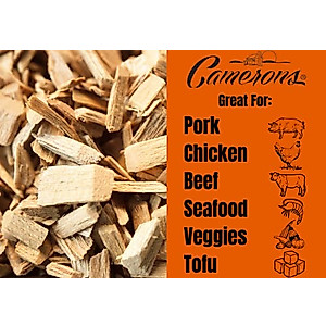 Camerons All Natural Wood Chips for Smoker, 3 Pack - Apple, Cherry, Hickory - 260 Cu In Bag, Approx 2lbs ea - Kiln Dried Coarse BBQ Grill Wood Chips for Smoking - Barbecue Accessories & Grilling Gifts