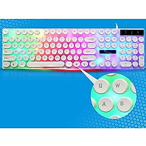 HJJWL Gaming Keyboard and Mouse Combo, RGB Rainbow Backlit Keyboard Compact USB Wired Mechanical Feeling Keyboard for Computer Gamer Office (White),Colour Name:Black (Color : White)