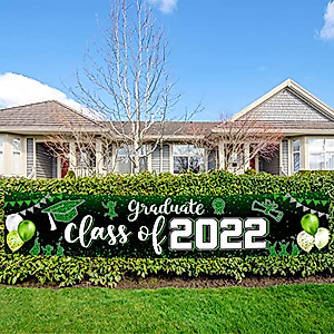 Class of 2022 Banner Decoration-Graduation Party Supplies,Large Congrats Grade Yard Sign Banner for 2022 Graduation Party Decoration (Green)