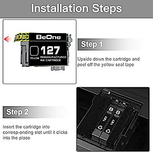 BeOne T127 Ink Cartridges Remanufactured Replacement for Epson 127 2-Pack to Use with Workforce 60 545 630 633 635 645 840 845 WF-3520 WF-3530 WF-3540 WF-7010 WF-7510 WF-7520 Printer (2 Black)