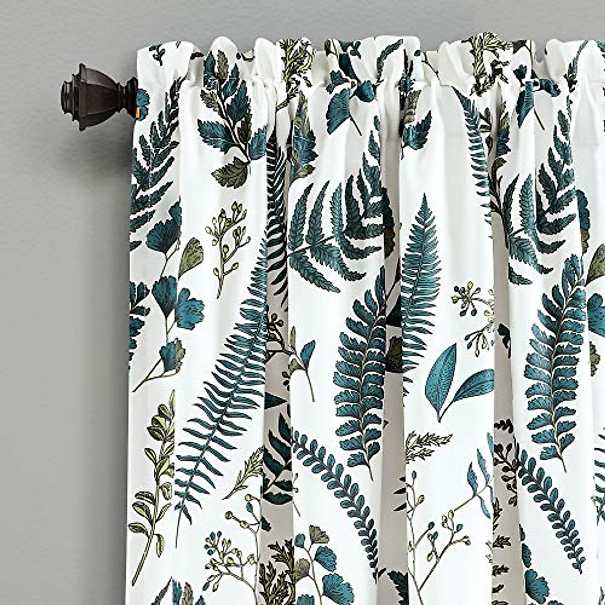 Lush Decor White-and-Green Devonia Room-Darkening Window Curtain Set, 84 in x 52