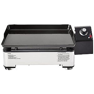 Amazon Basics Outdoor Portable 1 Burner Tabletop Gas Griddle with 18-Inch Enamel Coated Top