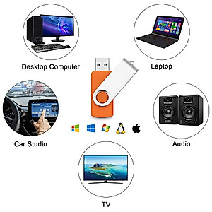 10 Pack 16GB USB 2.0 Flash Drive Swivel Memory Stick Thumb Drives, Jump Drive with LED Light for PS4 Console, TV, PC, Car, GPS, Tablet for Storage and Backup