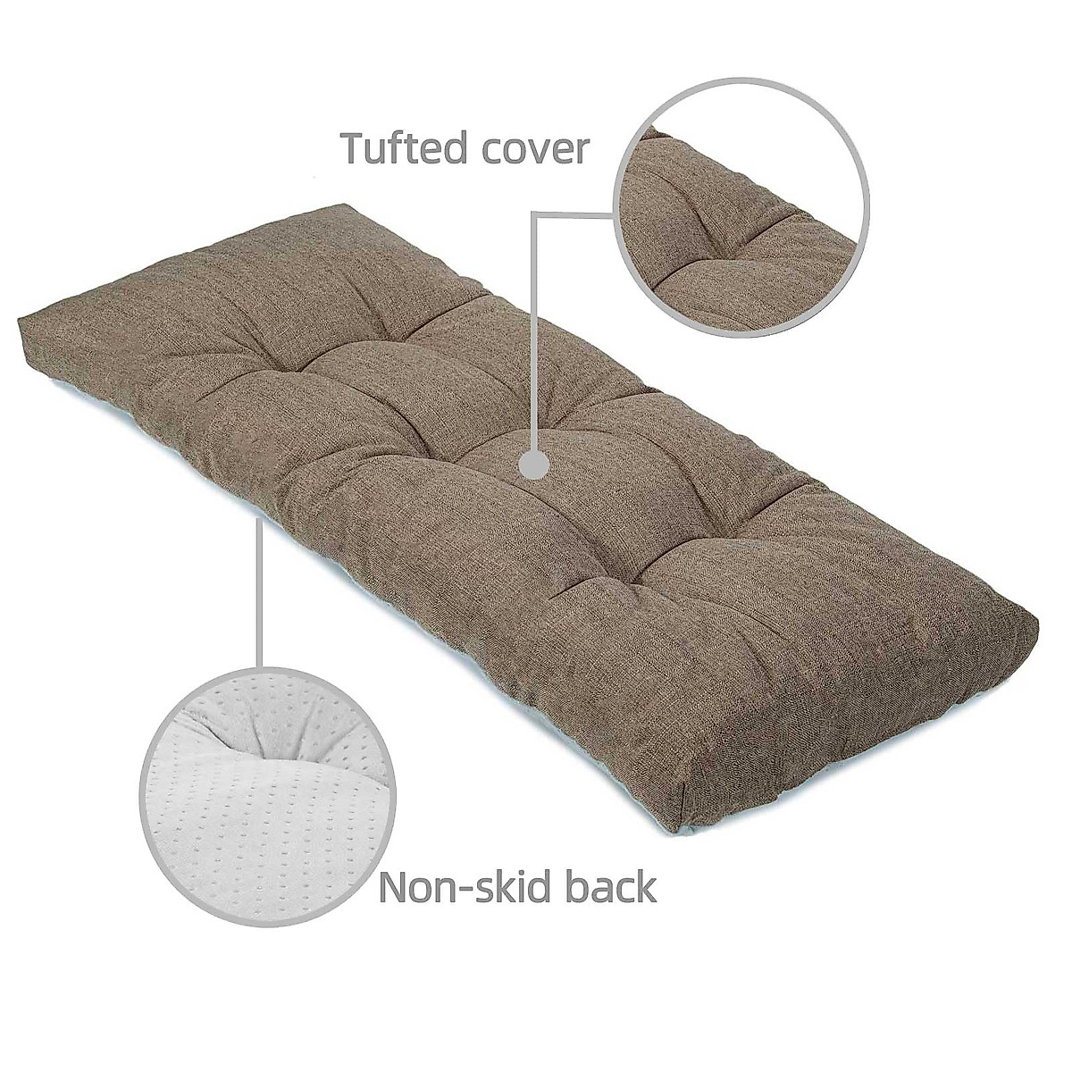 SEKUMDAN Bench Cushion Outdoor Chair Lounge Cushions Durable Non-Skid Tufted Overfilled Seat Pad for Porch Swing Piano Loveseat Outdoor Indoor Furniture (36 in L x 14 in W x 2.5 in T, Tan)