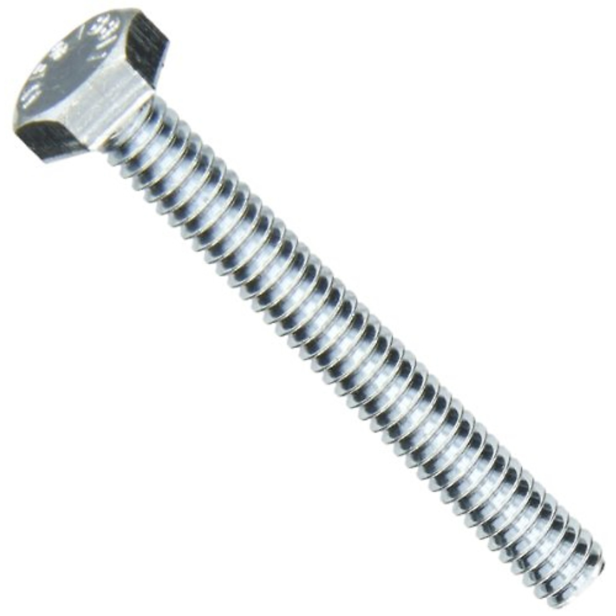 Steel Hex Bolt, Grade 5, Zinc Plated Finish, Hex Head, External Hex Drive, Meets ASME B18.2.1/SAE J429, 2" Length, Fully Threaded, 3/8"-16 Threads (Pack of 50)