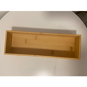 SYAOYI Bamboo Drawer Organizer - Kitchen Drawer Utensil Organizer Office Supplies Desk Organizer Makeup Silverware Tray Flatware Organization 12"*4"*2"