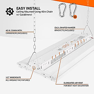 2ft 110W LED Linear High Bay Chain-Mount Fixture, 16,000LM (142LM/W), 10-15ft Install Height, 1-10V Dimmable LED Shop Light Fixture, 120-277V, 5000K Daylight White, UL Listed, DLC 5.1 Premium, 1-Pack