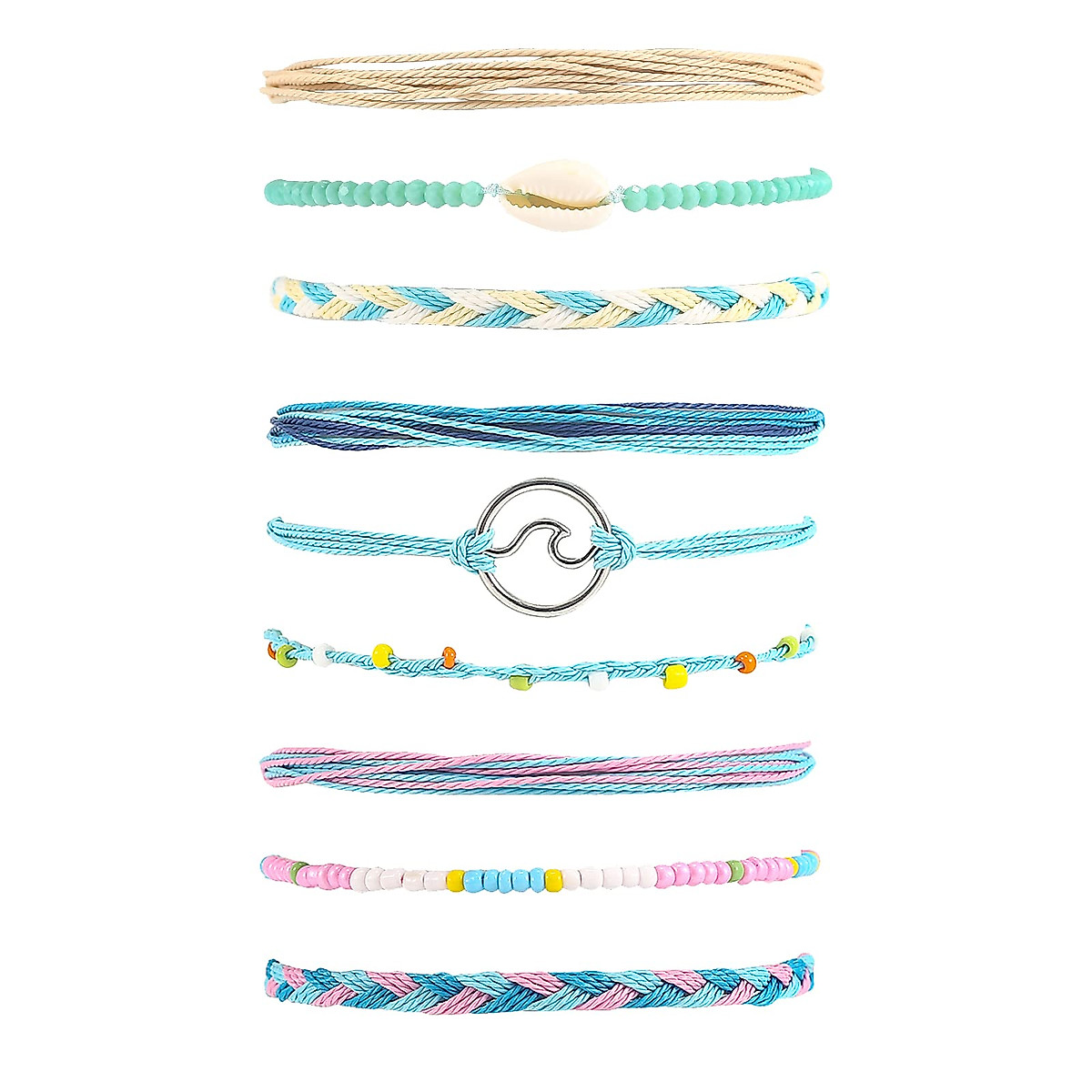 GFLPO Surfer Wave Bracelets for Women Summer Beach Bracelets Handmade Braided Rope Friendship Bracelets Boho Adjustable Waterproof Bracelets for Women Ocean Bracelets Beach Jewelry for Women