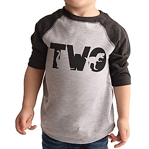 7 ate 9 Apparel Two 2 Second 2nd Dinosaur Second Birthday Grey Baseball Shirt 2T