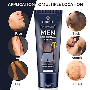 Intimate/Private Hair Removal Cream, Fast & Effective Hair Remover for Men's Underarm, Chest, Back, Legs, and Arms, 4.2 fl oz
