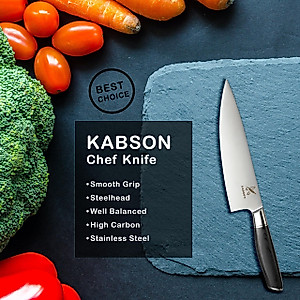 Kabson German Chef Knife Gift Box - 8'' Chef's Knives High Carbon Steel Paring Knife, With Ergonomic Handles, Professional Multipurpose Kitchen Knife with Sharpener and Finger Guard