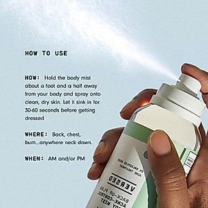 Versed Back-Up Acne Control Body Mist - All Over Blemish Spot Treatment + Salicylic Acid Spray with Tea Tree Oil & Witch Hazel - Oil Control + Redness Relief Acne Spray for Back & Body - Vegan (3 oz)