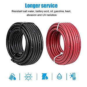 Kimbluth 10 AWG Solar Wire 10FT Red & 10FT Black Tinned Copper Wire, 10 Gauge Solar Panel Cable OFC Oxygen Free Copper Wire for Solar Panel Automotive Trailer Marine Outdoors (Red&Black)