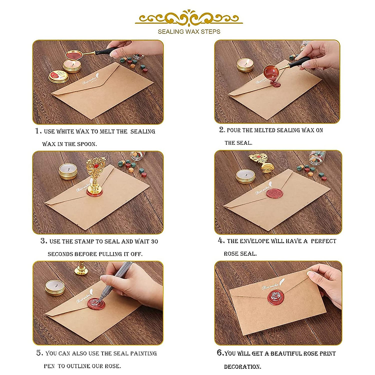 NC Quill Pen Ink Set,includes quill pen,wooden And glass dip pen,6 bottles ink,8 letter paper,1 envelope,17 Replaceable Nibs,1 bottle of fire lacquer wax,spoon,Seal Stamp,candle,pen holder, Cup.