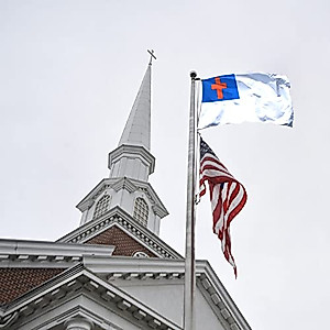 Christian Jesus Cross Flag 3x5 Outdoor Double Sided 3 Ply-Vivid Color Clear Pattern Reinforcement Sewing Durable Polyester with 2 Brass Grommets