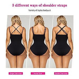 Nebility Seamless Shapewear for Women Tummy Control Bodysuit Shirts Full Body Shaper Tank Top Body Suit Corset Waist Trainer (Black, Medium)
