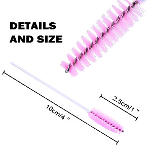 AKStore 200 PCS Disposable Eyelash Brushes Mascara Wands Eye Lash Eyebrow Applicator Cosmetic Makeup Brush Tool Kits (White-Pink)