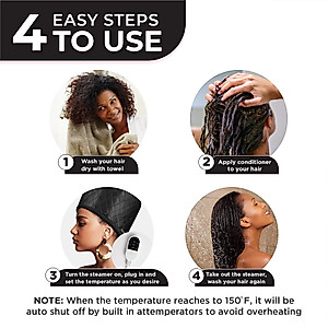 Hair Steamer for Natural Hair Home Use w/10-level Heats Up Quickly, Heat Cap for Deep Conditioning - Thermal Heat Cap for Black Hair, Great for Deep Conditioner (Black)