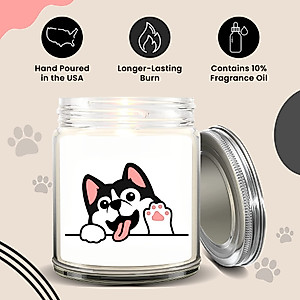 1OAK Lavender Scented Candles - Dog Mom Gifts for Women - Dog Candle - Candle Christmas Gift - Dog Owner Gifts - Dog Lover Gifts for Women - Dog Themed Gifts - Made in USA (Husky)