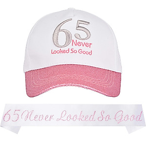 MEANT2TOBE 65th Birthday Gifts for Women, 65th Birthday Decorations for Women, 65th Birthday Baseball Cap,65 birthday Sash, 65th Birthday, 65th Birthday Party Supplies Gifts and Decorations