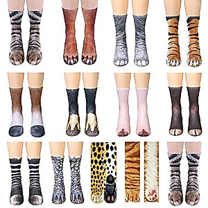 Animal Paw Socks, Funny Weird Stocking Stuffers Novelty Crazy Crew Socks for Women Men Boys Girls Kids