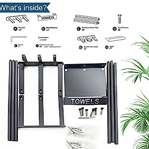 Towel Racks for Bathroom Wall Mounted Towel Holder Towels Organizer and Storage with 3 Hooks,1 Shelf,3 Bar Bathroom Organization Stainless Steel for Swimming Pool,Spa,Salon (Black 3 Bar)