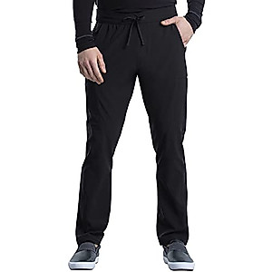 Cherokee iFlex Men Scrubs Pant Tapered Leg Drawstring Cargo CK006, M, Black