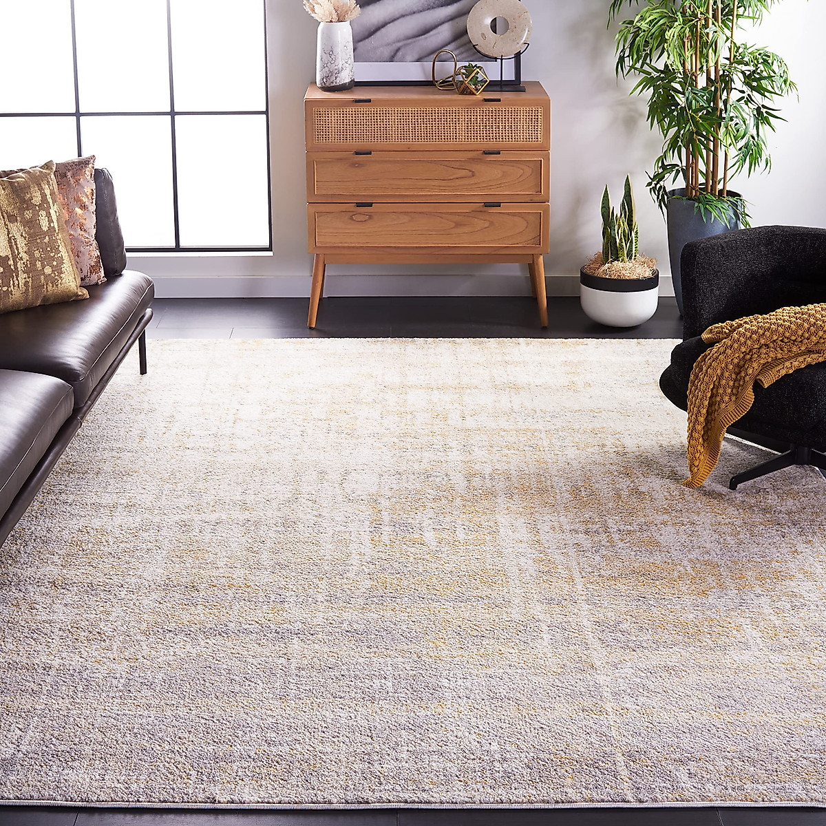 SAFAVIEH Adirondack Collection Area Rug - 10' x 14', Creme & Gold, Modern Abstract Design, Non-Shedding & Easy Care, Ideal for High Traffic Areas in Living Room, Bedroom (ADR207A)