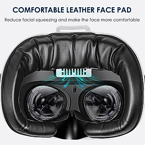 KKCOBVR K2 Face Cover with PU Leather Facial Interface Only Compatible with Meta Quest 2 Accessories Relieve Lens Fogging and Replace Fits with Oculus Quest 2 Elite Head Strap