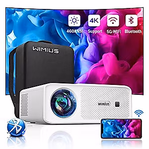 5G WiFi Bluetooth Projector, WiMiUS W7 Newest Native 1080P Projector 4K Supported,460 ANSI Lumens,Portable,4P/4D Keystone,Zoom,300"Display,Outdoor Movie Projector Compatible with TV Stick/Phone/Laptop