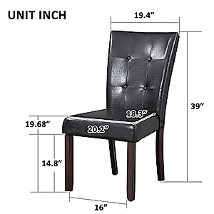 FIQHOME 6-Piece Set with one Faux Marble Dining Table,4 Upholstered PU Leather Chairs and 1 Bench,Perfect for Kitchen, Breakfast Nook, Bar, Living Room,Black