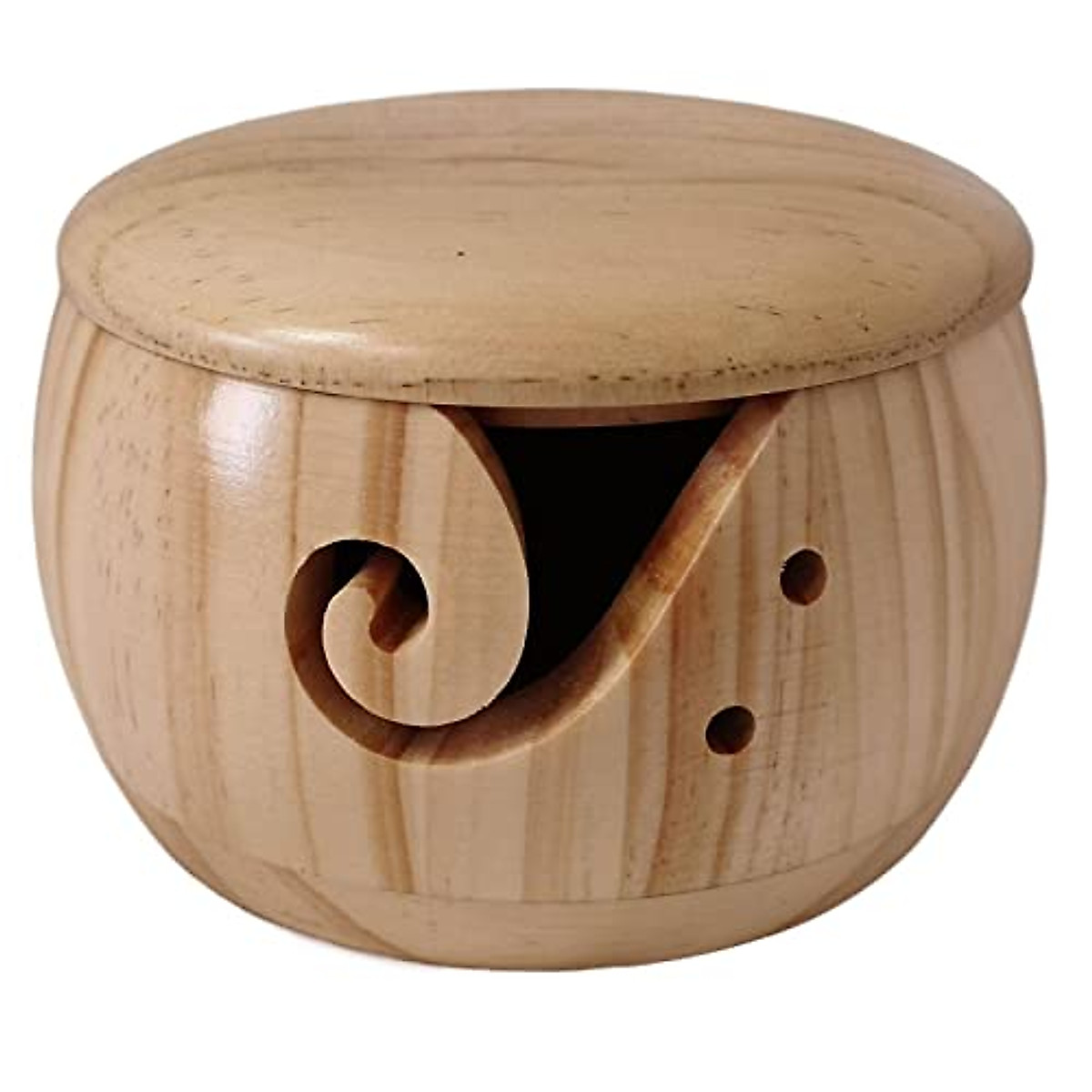 ZSQZJJ Bamboo Yarn Bowl with lid Handmade Textile Wool Prevent Sliding Wool Weaving Storage Log Bowl