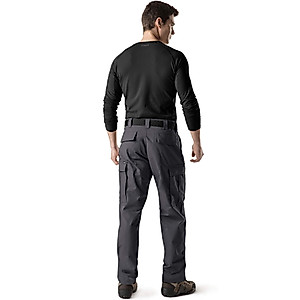 CQR Men's Tactical Pants, Military Combat BDU/ACU Cargo Pants, Water Resistant Ripstop Work Pants, Hiking Outdoor Apparel, Brigade Pants Charcoal, Medium Long