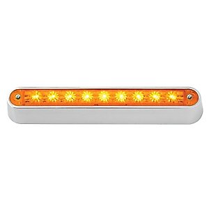 Grand General 76090 Amber 6-1/2" 9-LED Sealed Light Bar with Chrome Base and 3 Wires for Dual Function