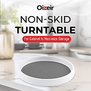 Oizeir 10 Inch Lazy Susan Set of 4 - Non-Skid Turntable for Cabinet to Maximize Storage and Simplify Accessibility in Kitchen, Bathroom, and Pantry Spaces (White)