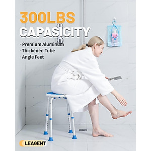 Leagent FSA HSA Round Shower Stool for Inside Shower, Adjustable Shower Chair, Tool-Free Shower Seat for Inside Tub, Bath Chair for Elderly/Pregnant