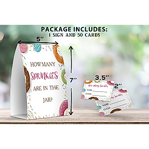 Guess How Many Sprinkles Are In The Jar, Baby Shower Games, Baby Shower Decorations - One Sign and 50 Cards(MANY016)