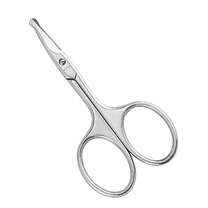 LIVINGO 3.75" Rounded Curved Nose Hair Scissors, Premium Stainless Steel Safety Small Blades Use for Manicure Cuticle Trimming Facial Hair, Eyebrow, Dry Skin