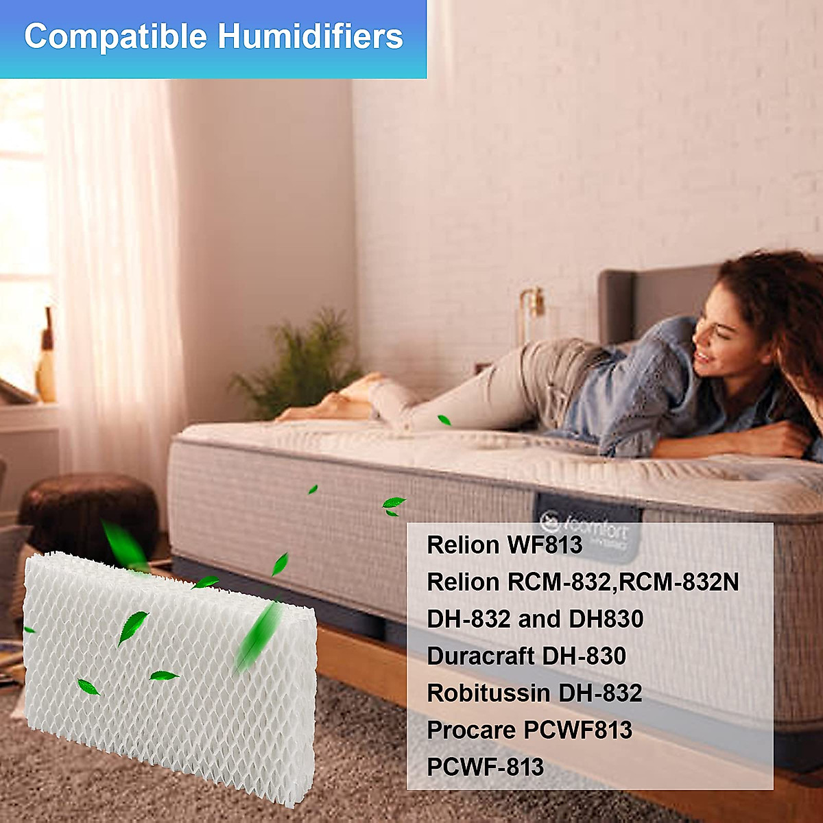 AEERT 2Pcs WF813 Humidifier Wicking Filters Replacements, Humidifier Filters Replacements Fit for Relion Humidifier Model RCM832 RCM832N Procare PCWF813 PCCM832N PCCM840 Duracraft DH830 DH832
