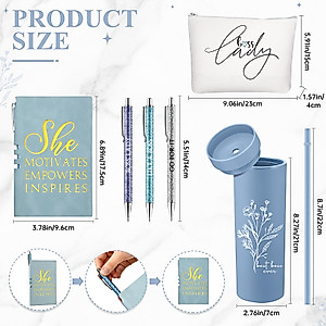 Funnymoom 6 Pcs Boss Appreciation Gift Set for Lady Women Best Boss Ever Gift 16 oz Plastic Tumbler Makeup Bag A6 Notepad and Pens Set for Female Boss Birthday Gifts Xmas Office Present