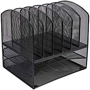 Amazon Basics Mesh Six Slot File Storage Office Organizer with Double Tray