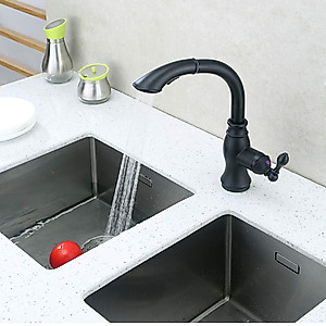 Derengge Single Handle Pullout Kitchen Faucet Without Deck Plate,1 Hole Installation, Meets cUPC NSF 61-9 AB1953, Matte Black Finished,KF-258G-MT