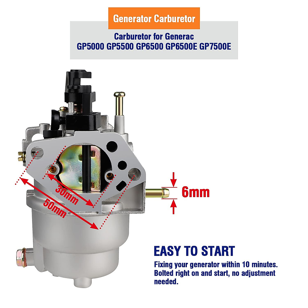HUZTL Carburetor for Generac GP5000 GP5500 GP6500 0J58620157 5KW 5.5KW 6.5KW 389cc Generator 0G8442A111 Carb with Air Filter Tune Up Kit