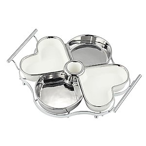 Gazechimp Snacks Basket Fruit Tray, Condiment Dish, Heart Shape Caddy Appetizer Bowl, Dessert Cake Plate Serving Platter for Wedding, Kitchen Counter, Home, 30x26.5x5cm Divided