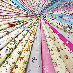 flic-flac 50pcs 8 x 8 inches (20cmx20cm) Cotton Fabric Squares Quilting Sewing Floral Precut Fabric Square Sheets for Craft Patchwork (50pcs 20cm*20cm)