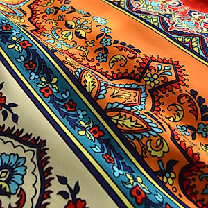 LELVA Boho Duvet Cover Set King Colorful Stripe Fitted Sheet Set Bohemian Bedding Set Baroque Style Bedding Set 4pcs