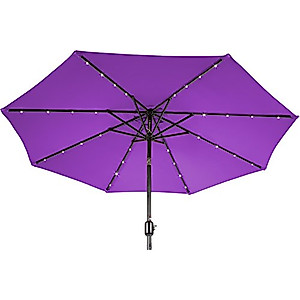 Trademark Innovations Deluxe Solar Powered LED Lighted Patio Umbrella - 9' - (Purple)