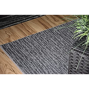 Furnish my Place Abstract Contemporary Stripes Modern Plush Two Tone High Low Pattern Rug, Abstract Rug, Pet-Friendly Rug, Contemporary Rug, Made in USA - Easy Fit Light Grey, 18" x 36" Half Round